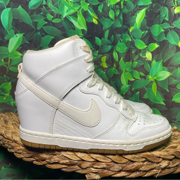 Nike | Shoes | Nike Dunk Hi Sky Hidden Wedge White Leather Gum | Poshmark